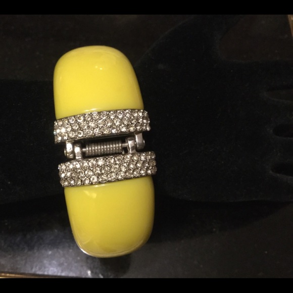 Jewelry | Fashion Lucite Rhinestones Lemon Yellow Bracelet | Poshmark